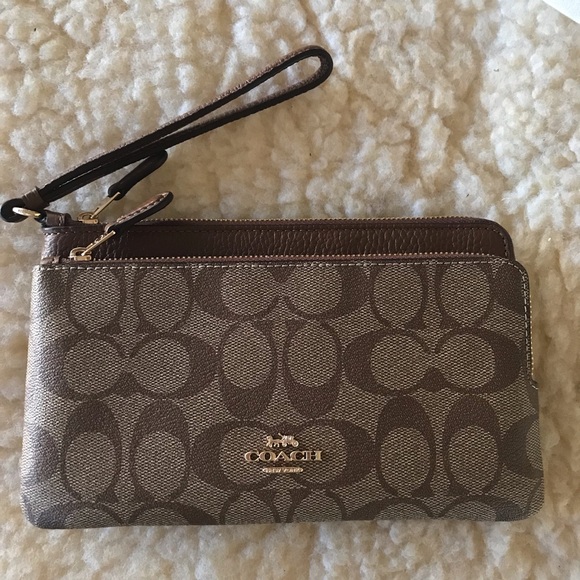 Coach | Bags | Coach Double Zip Wallet In Signature Canvas | Poshmark
